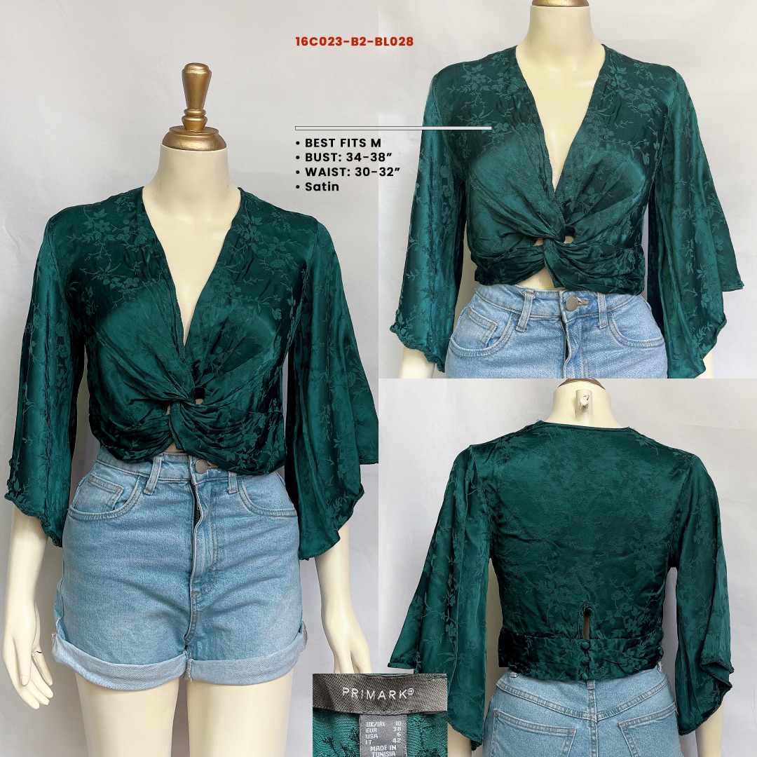 Primark Satin Front Knot Crop Top, Women's Fashion, Tops, Others Tops ...