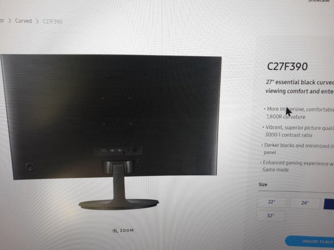 Samsung c27f390 curve monitor, Computers & Tech, Parts & Accessories ...