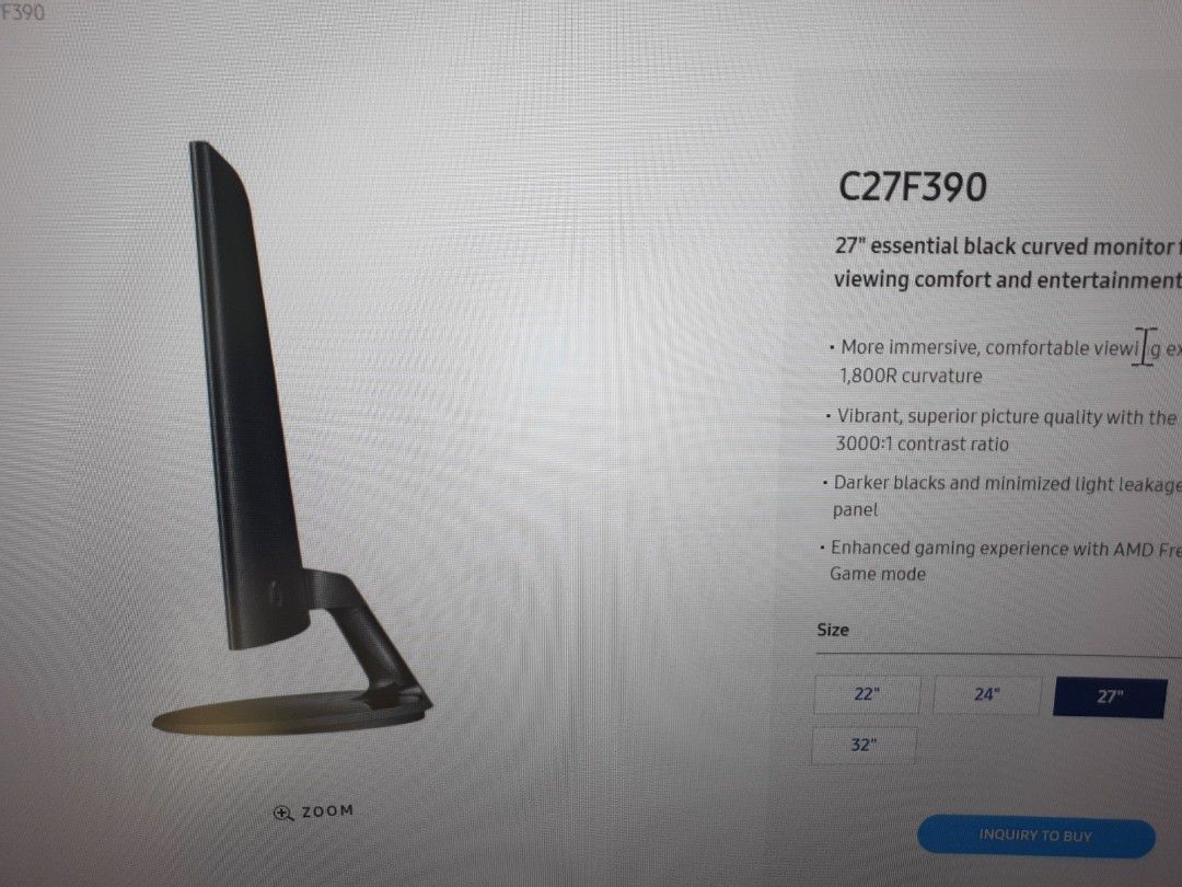 Samsung c27f390 curve monitor, Computers & Tech, Parts & Accessories ...
