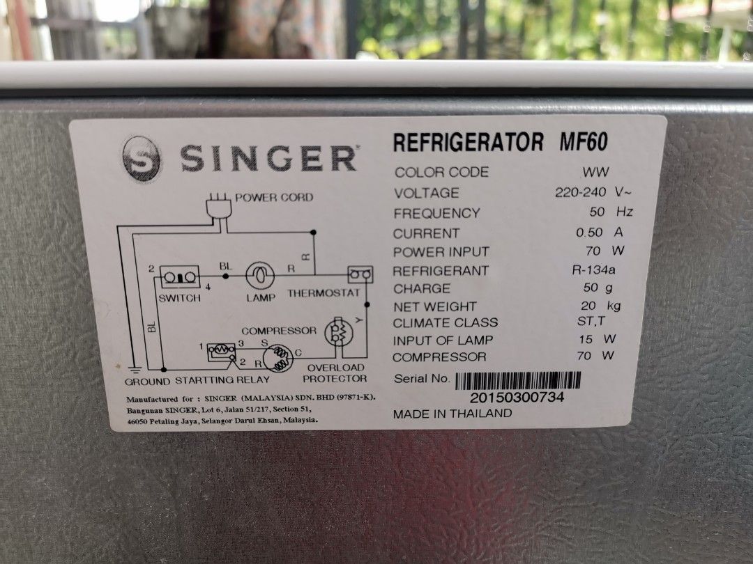 Singer refrigerator with black stand., TV & Home Appliances, Kitchen ...