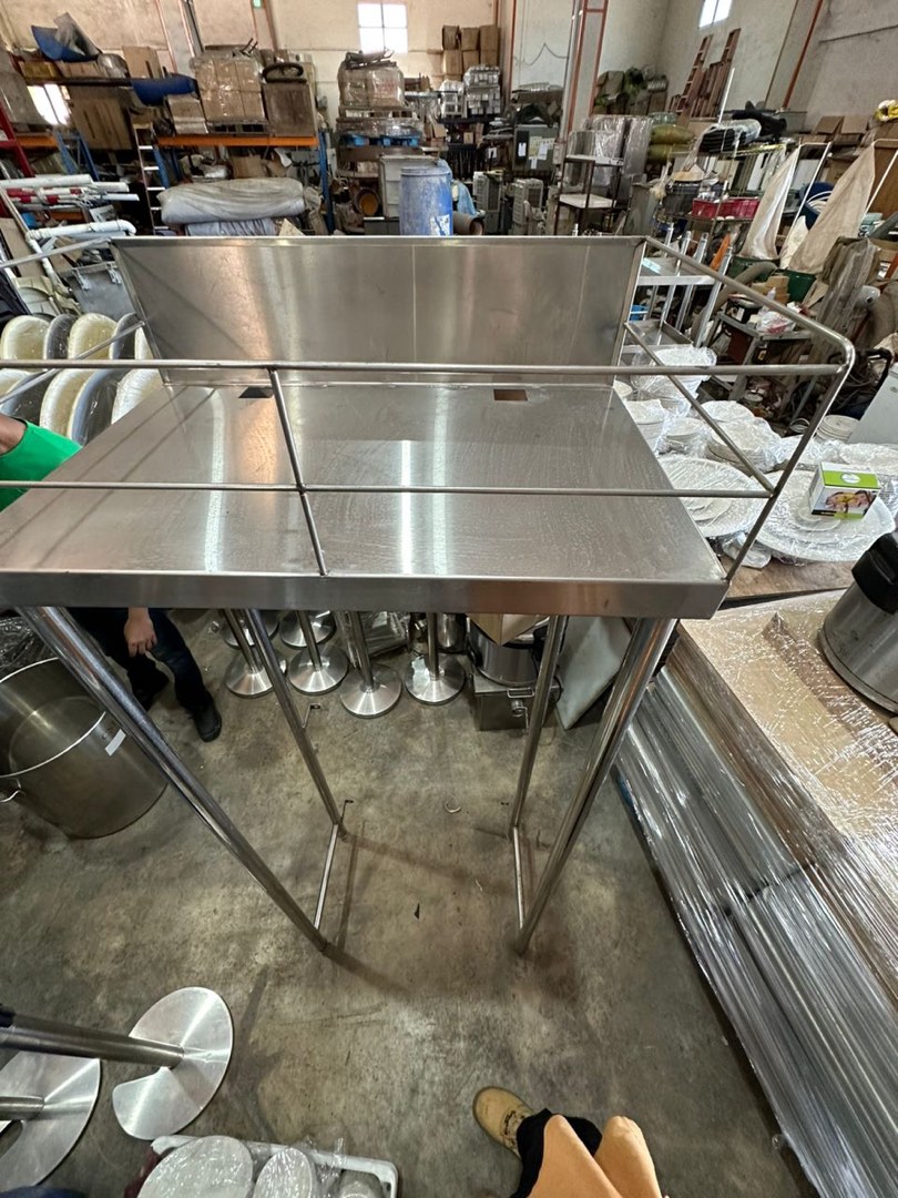 Stainless steel high leg counter table, Furniture & Home Living ...