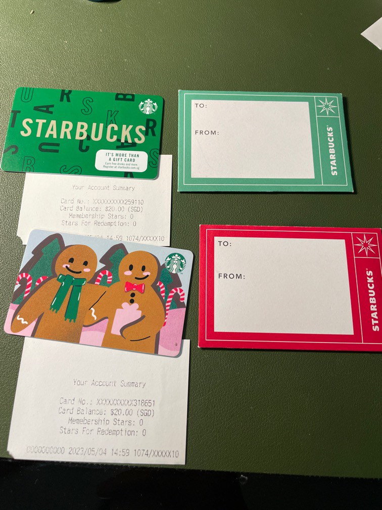 Starbucks gift card $20 x 2, Tickets & Vouchers, Store Credits on Carousell