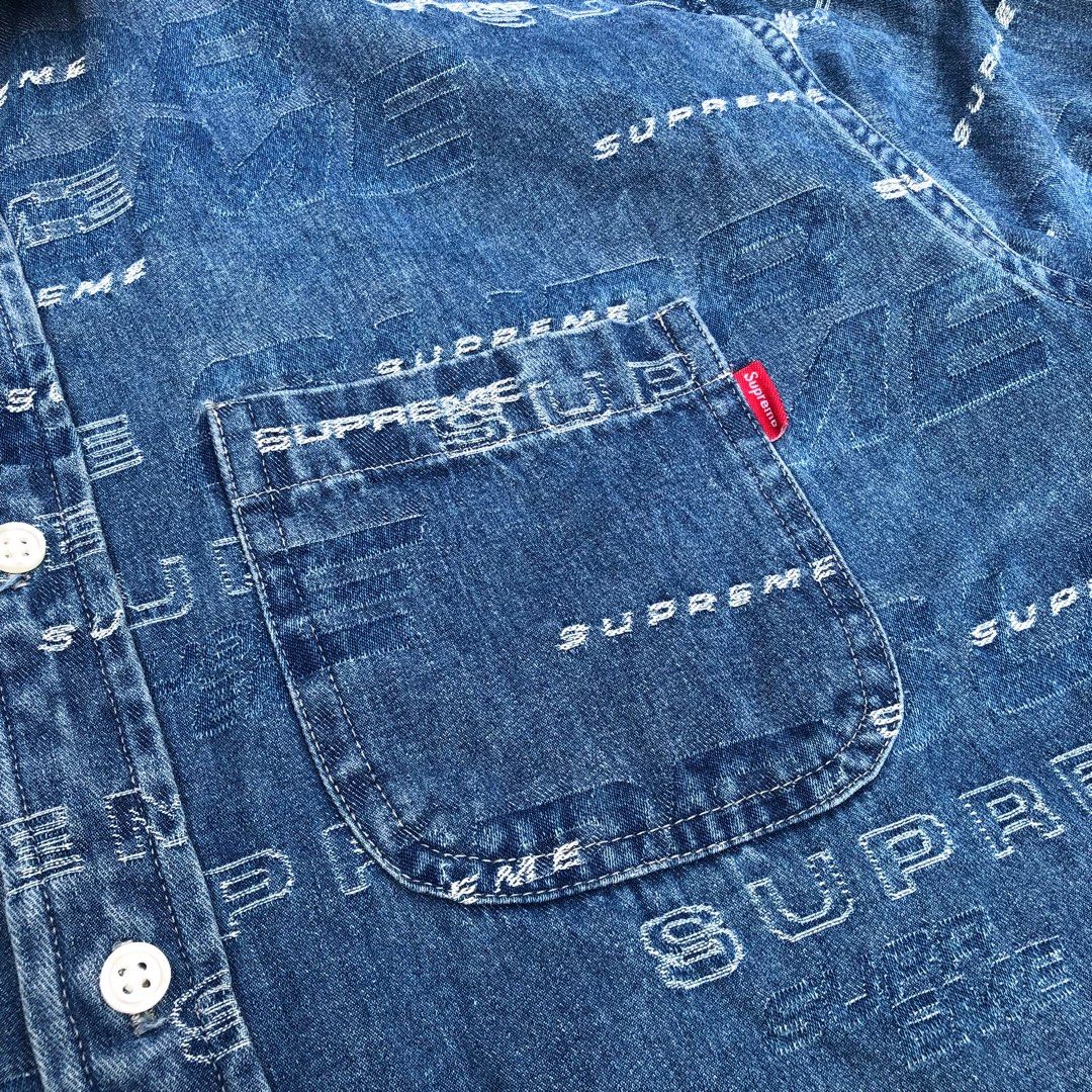 Supreme Dimensions Logo Denim Shirt, Men's Fashion, Activewear on Carousell