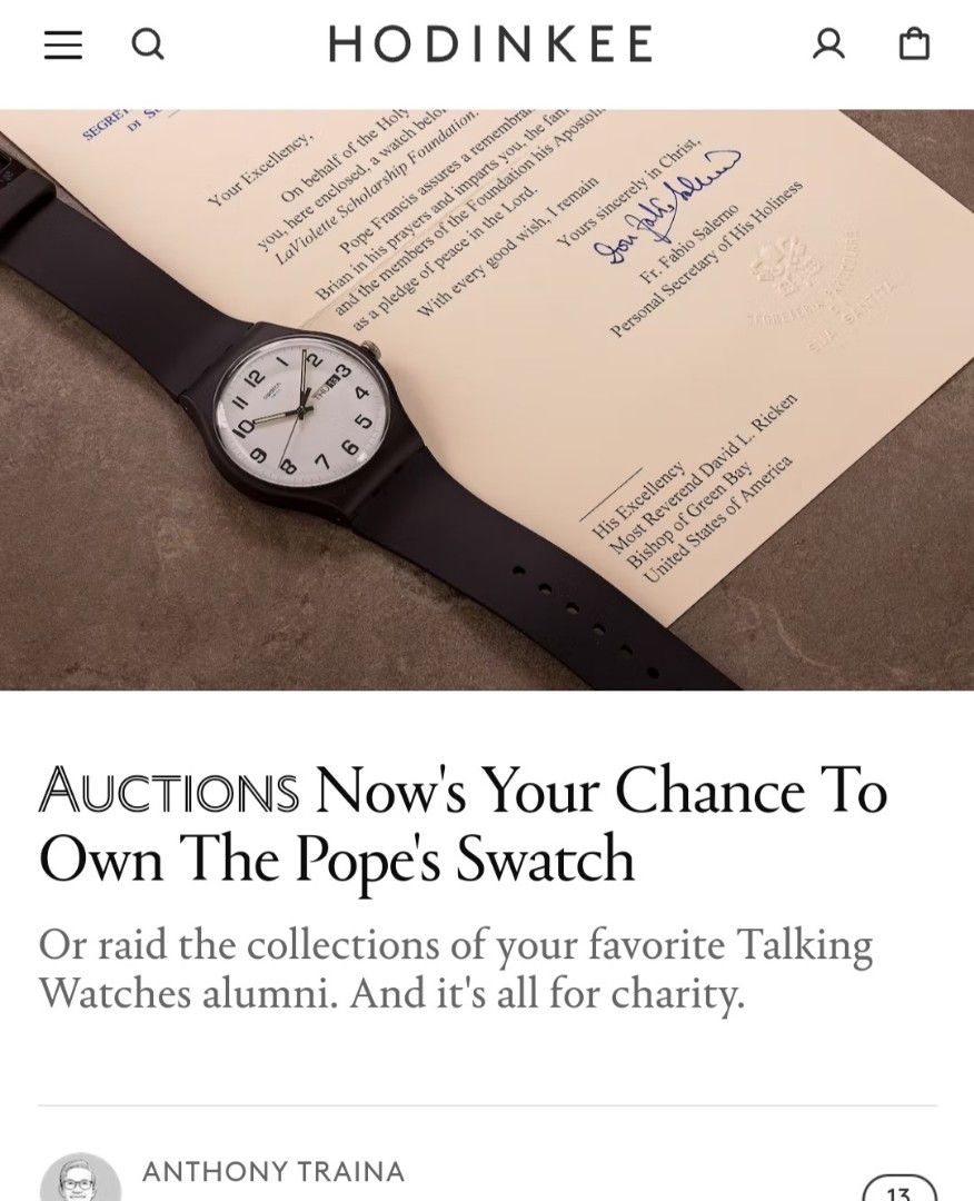 Swatch - Pope's swatch, Men's Fashion, Watches & Accessories, Watches ...