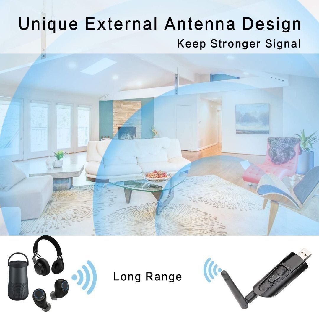 T45 Bluetooth USB Audio Transmitter Adapter for PC Desktop Laptop Mac ...