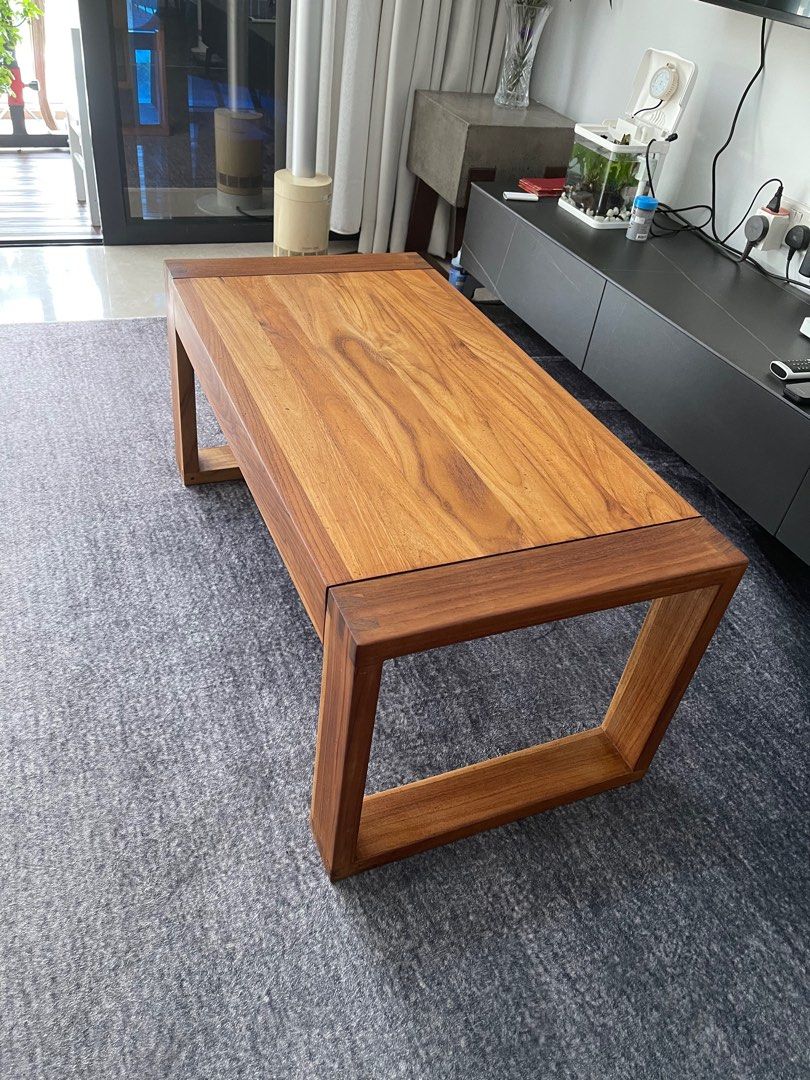 Solid teak wood coffee table, Furniture & Home Living, Furniture, Tables & Sets on Carousell