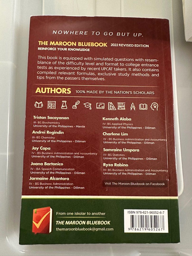 The Maroon Bluebook Updated UPCAT Reviewer 2022, Hobbies & Toys, Books ...