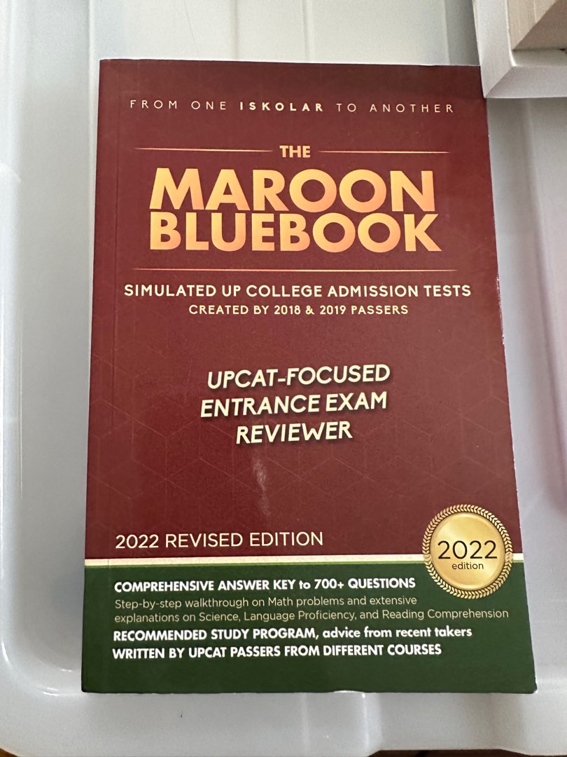 The Maroon Bluebook Updated UPCAT Reviewer 2022, Hobbies & Toys, Books ...