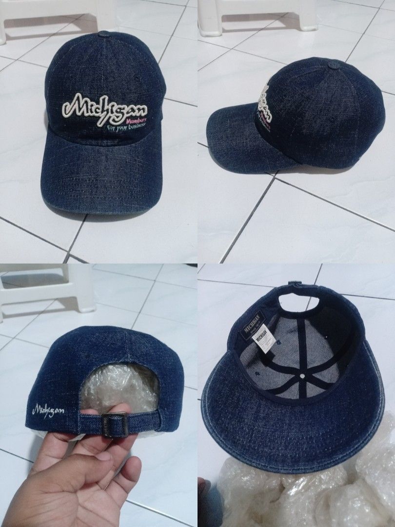 Topi jeans MICHIGAN, Fesyen Pria, Aksesoris, Topi di Carousell