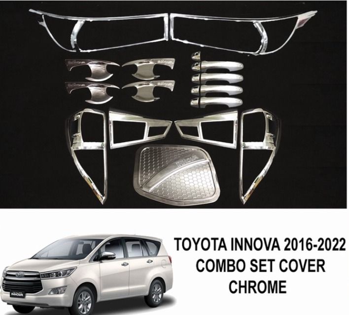 Toyota Innova 2016 to 2023 Garnish Combo set cover chrome, Car Parts ...