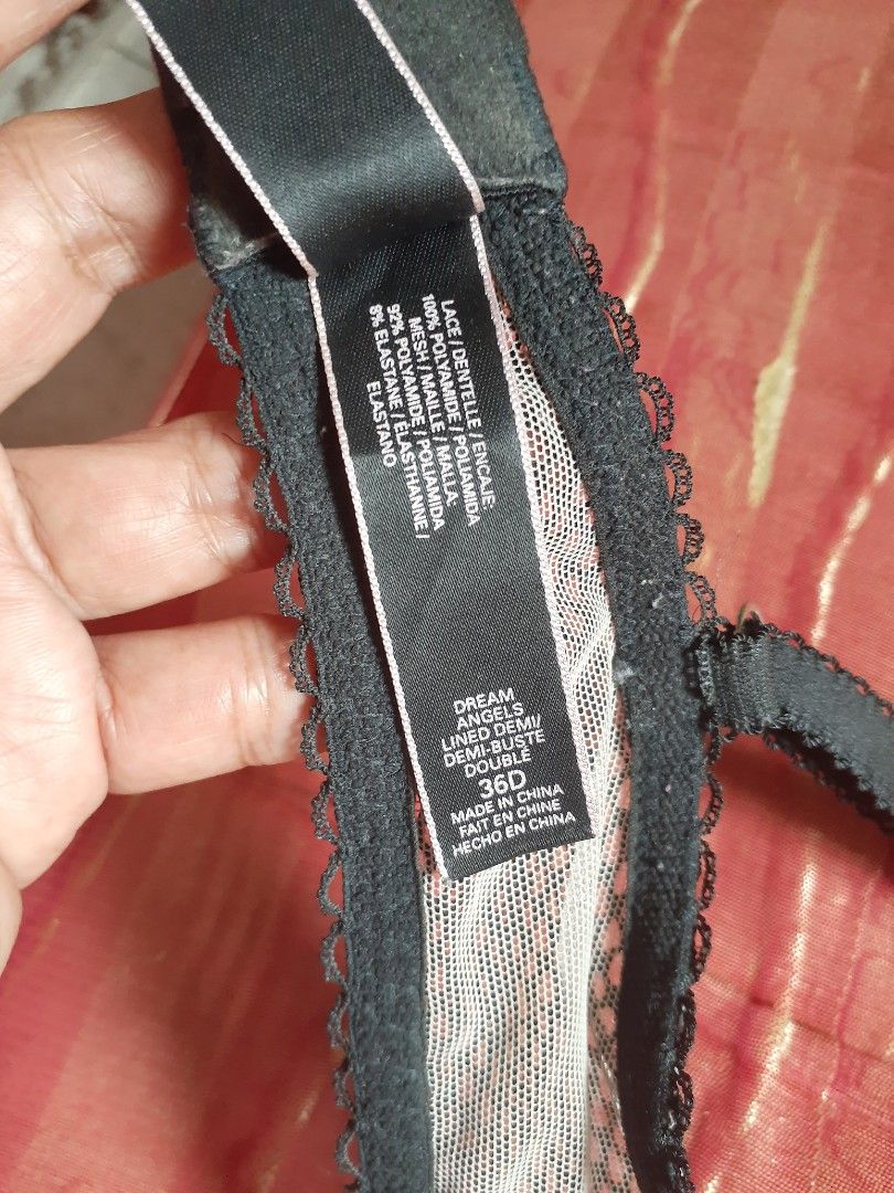 VICTORIA'S SECRET DREAM ANGELS PUSH-UP BLACK LACE BRA, SIZE 36D, Women ...