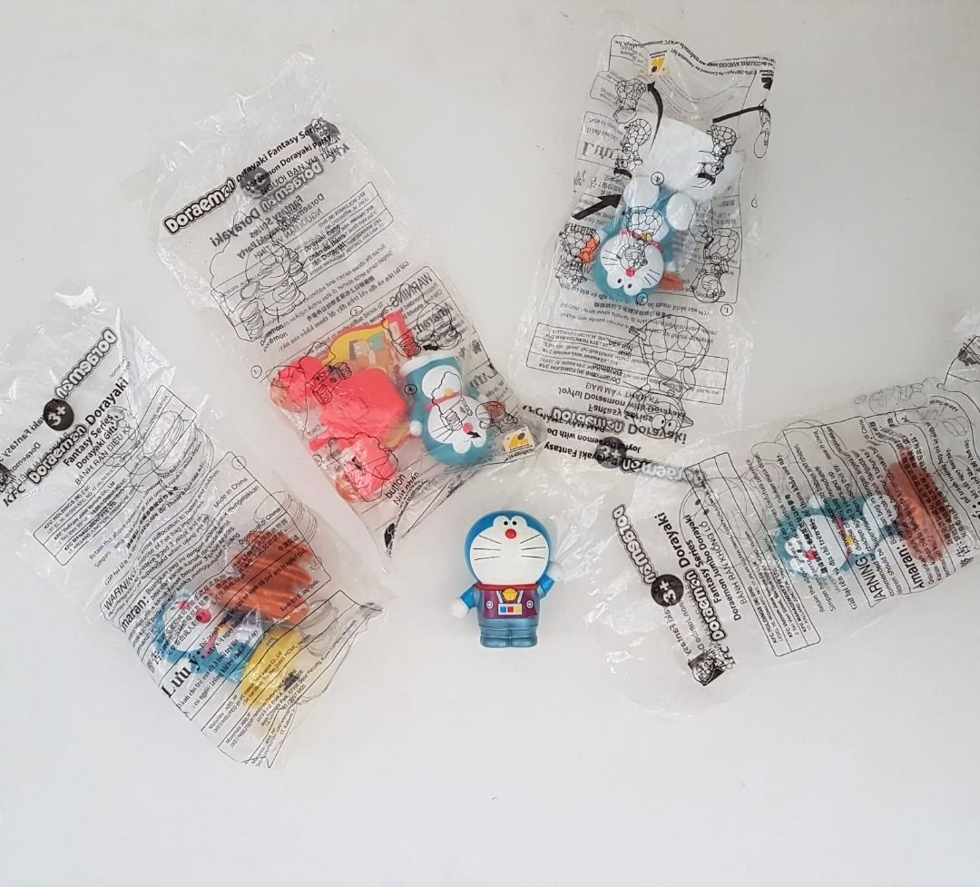 Vintage Doraemon Display, Doraemon Figurine, 5 for $25, Original, KFC ...