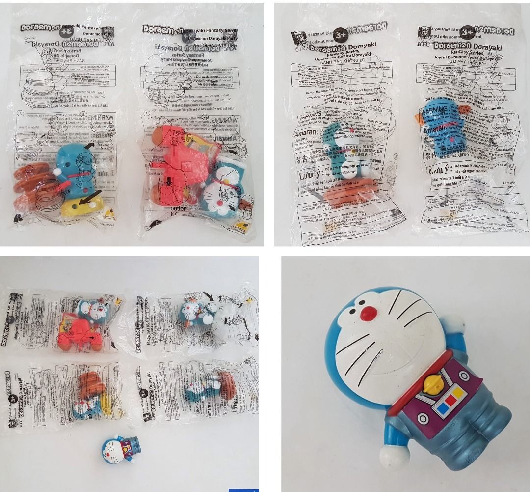 Vintage Doraemon Display, Doraemon Figurine, 5 for $25, Original, KFC Doraemon Dorayaki Fantasy ...