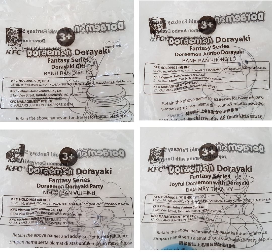 Vintage Doraemon Display, Doraemon Figurine, 5 for $25, Original, KFC ...