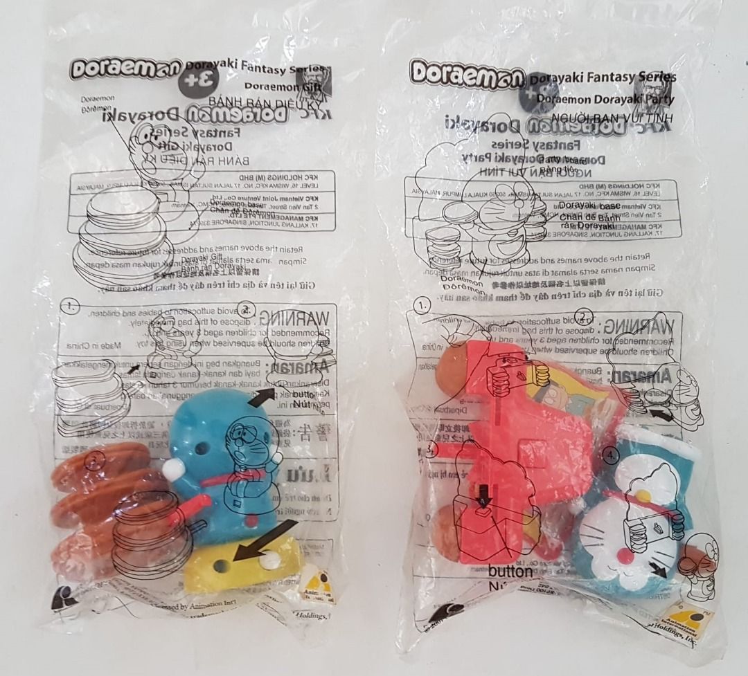 Vintage Doraemon Display, Doraemon Figurine, 5 for $25, Original, KFC ...