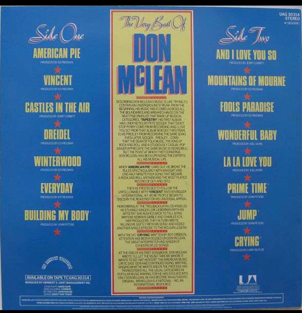 Vinyl Record - Don McLean - The Very Best Of Don McLean LP, Hobbies ...