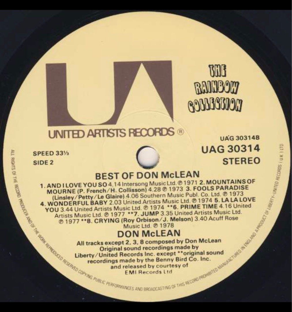 Vinyl Record - Don McLean - The Very Best Of Don McLean LP, Hobbies ...