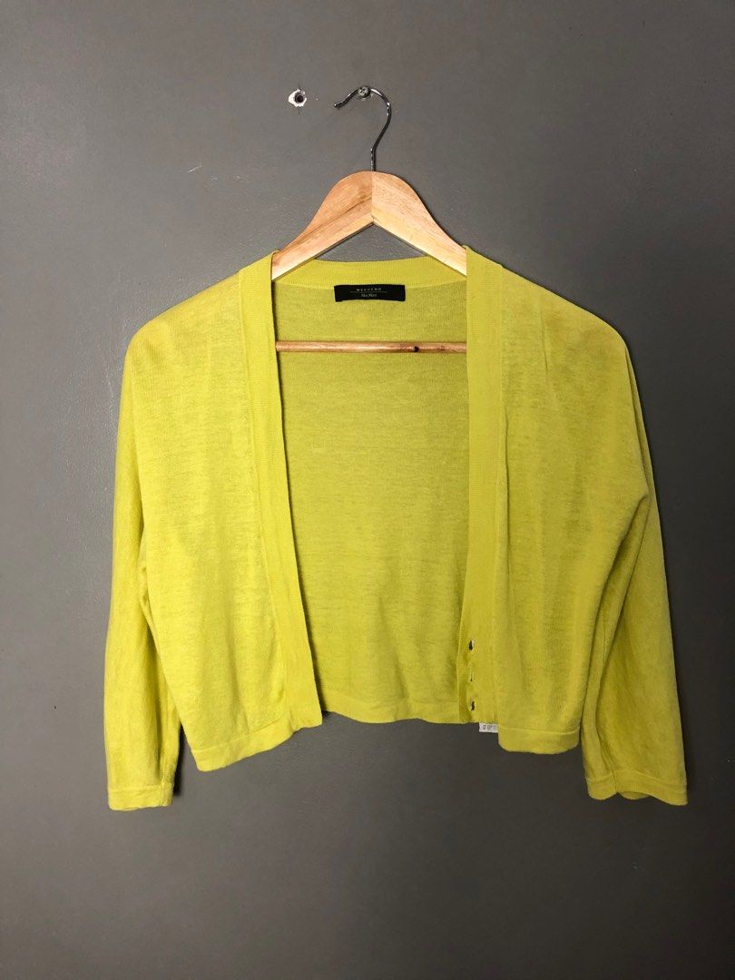 Weekend Max Mara | Chartreuse Cropped Cardigan on Carousell