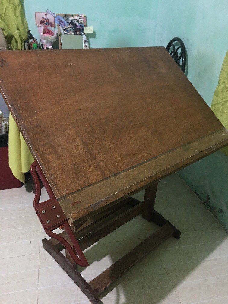 Wooden Drafting Table & T-Square Bundle on Carousell