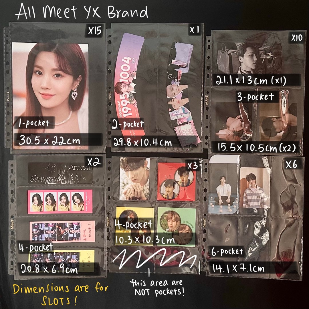 [wts] kpop photocard postcard binder pocket pages/sleeves meet yx - txt enhypen seventeen ...