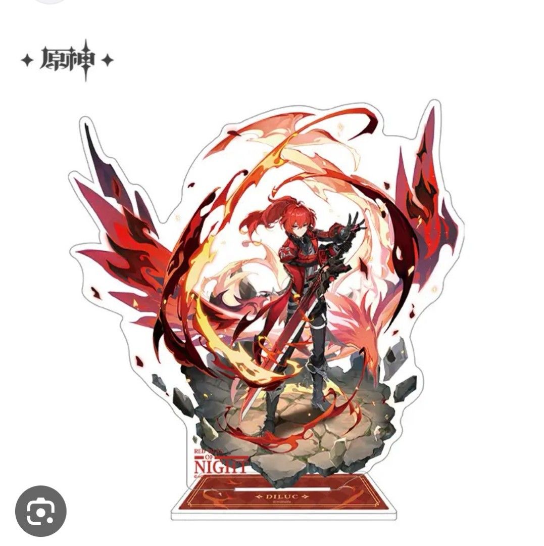 WTS Official genshin impact diluc acrylic standee diluc skin red dead ...