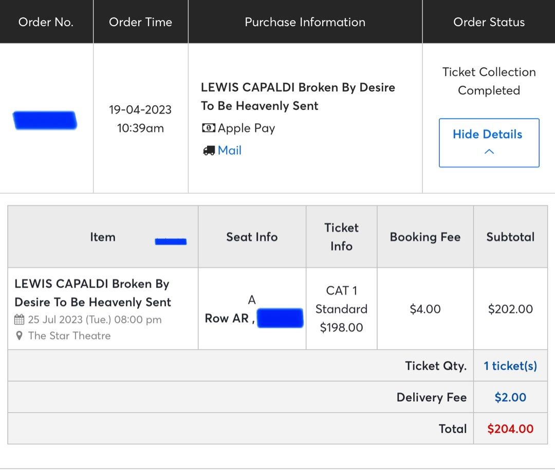 [WTS] x1 LEWIS CAPALDI CONCERT TICKET CAT 1A, Tickets & Vouchers, Event ...
