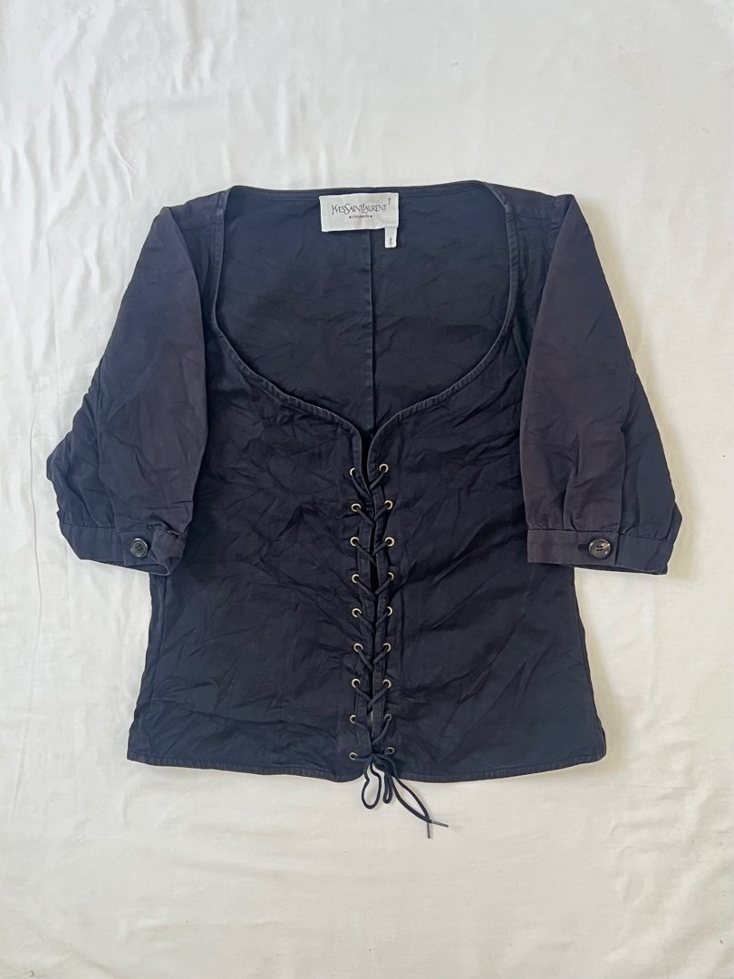 Yves Saint Laurent YSL corset groomet top, Luxury, Apparel on Carousell