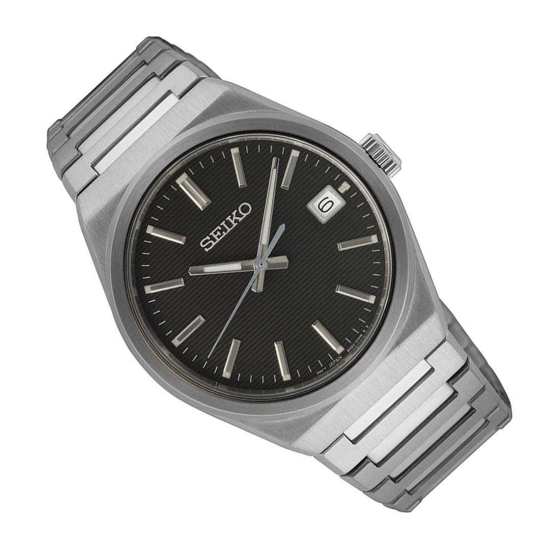 100% AUTHENTIC SEIKO CLASSIC BLACK DIAL QUARTZ ANALOG MALE DRESS WATCH ...