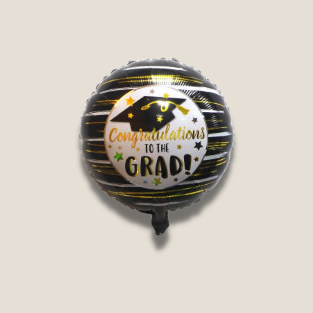 18-inch Round Foil Balloon - Black Gold Congratulations To The Grad ...