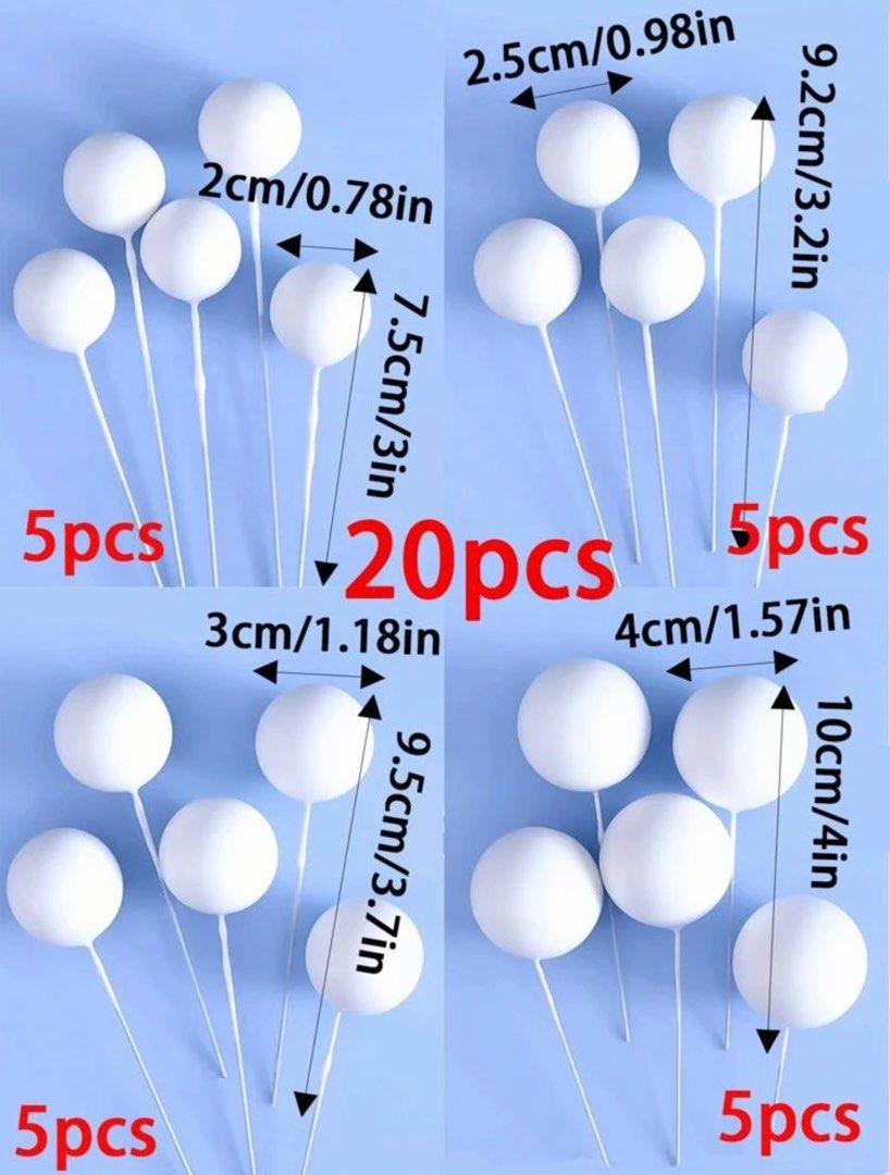 20pc White Ball Cake Topper, Food & Drinks, Homemade Bakes on Carousell