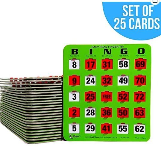 25 PC SET REGAL GAMES Jumbo Bingo Cards Easy Read Finger Tip Shutter ...