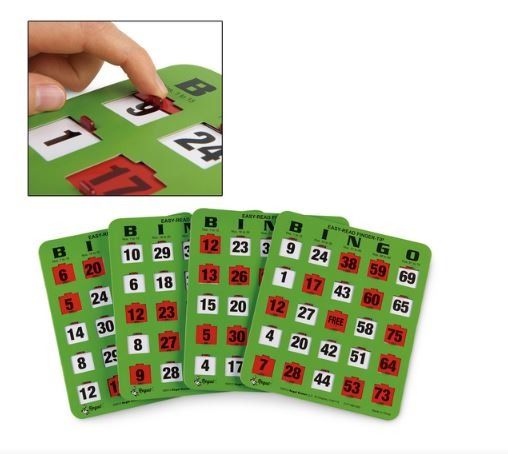 25 PC SET REGAL GAMES Jumbo Bingo Cards Easy Read Finger Tip Shutter ...