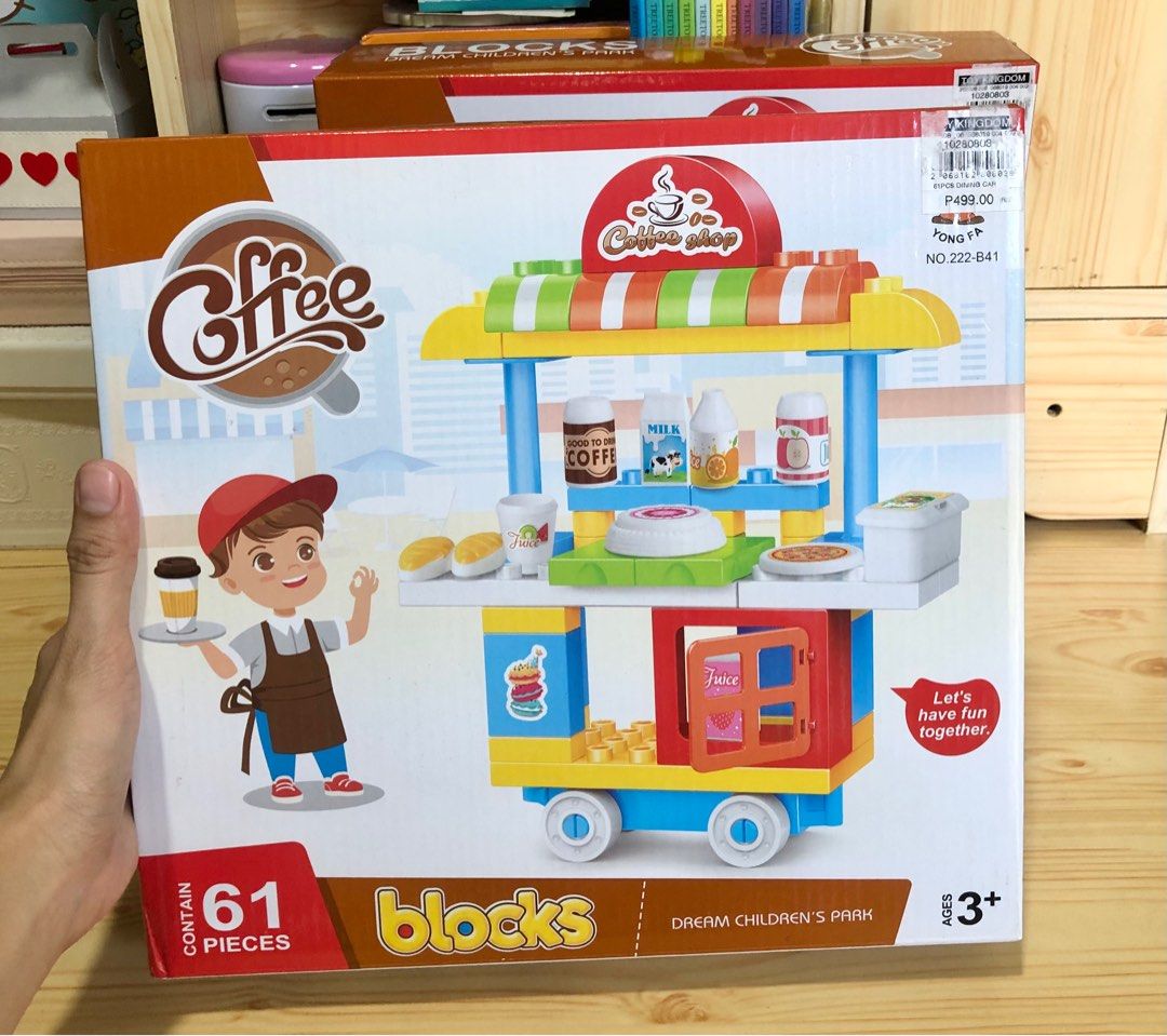 61 pcs Blue Coffee Shop Blocks, Hobbies & Toys, Toys & Games on Carousell