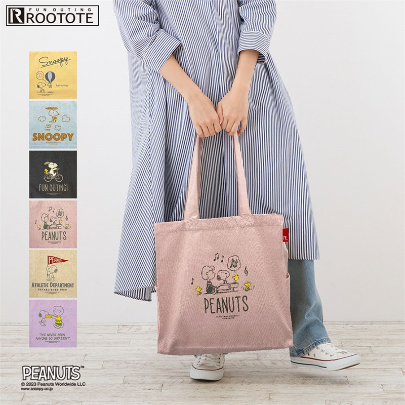 日本 ROOTOTE X PEANUTS 史路比 Snoopy 糖果色系帆布 側咩袋, 女裝, 手袋及銀包, Tote Bags ...