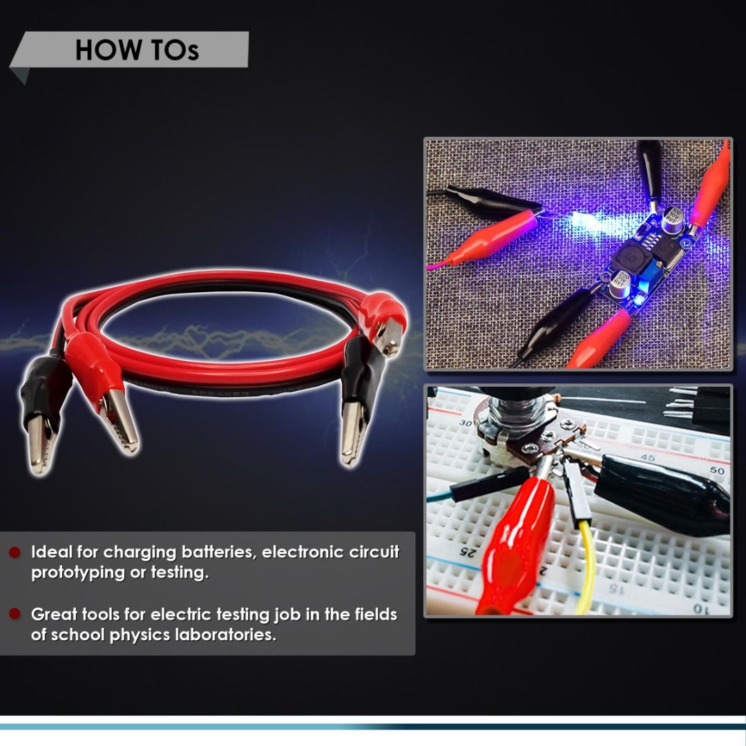 ALLIGATOR CLIPS DOUBLE ENDED, 14-AWG HEAVY DUTY, BEST FOR ELECTRICAL ...