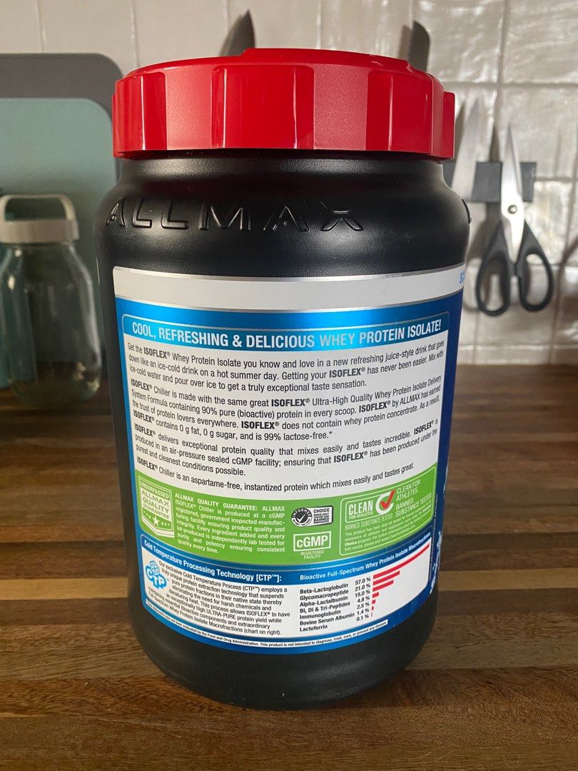 Allmax Isoflex Chiller Whey Protein Isolate, Health & Nutrition, Health ...
