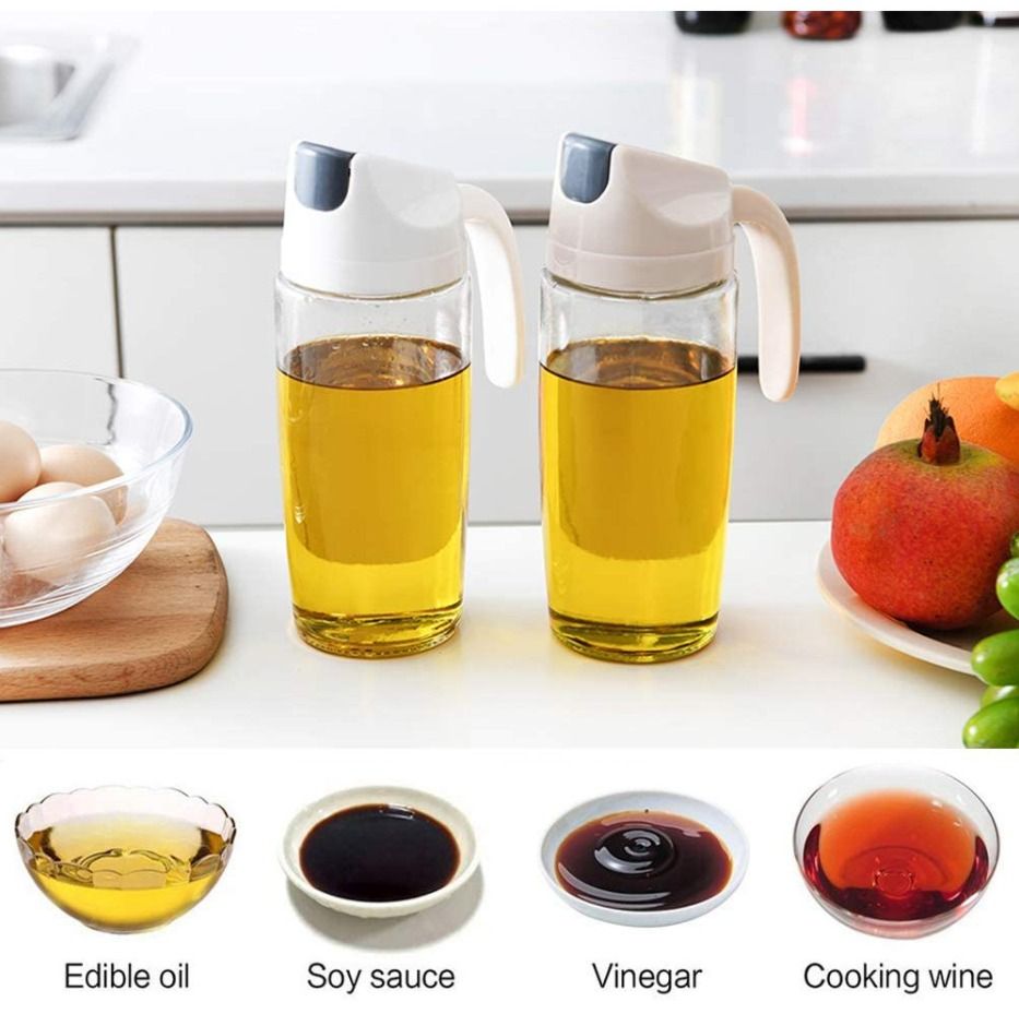 Auto Oil Dispenser Jug Automatic Cap Kitchen Glass Bottle Container 300 ...