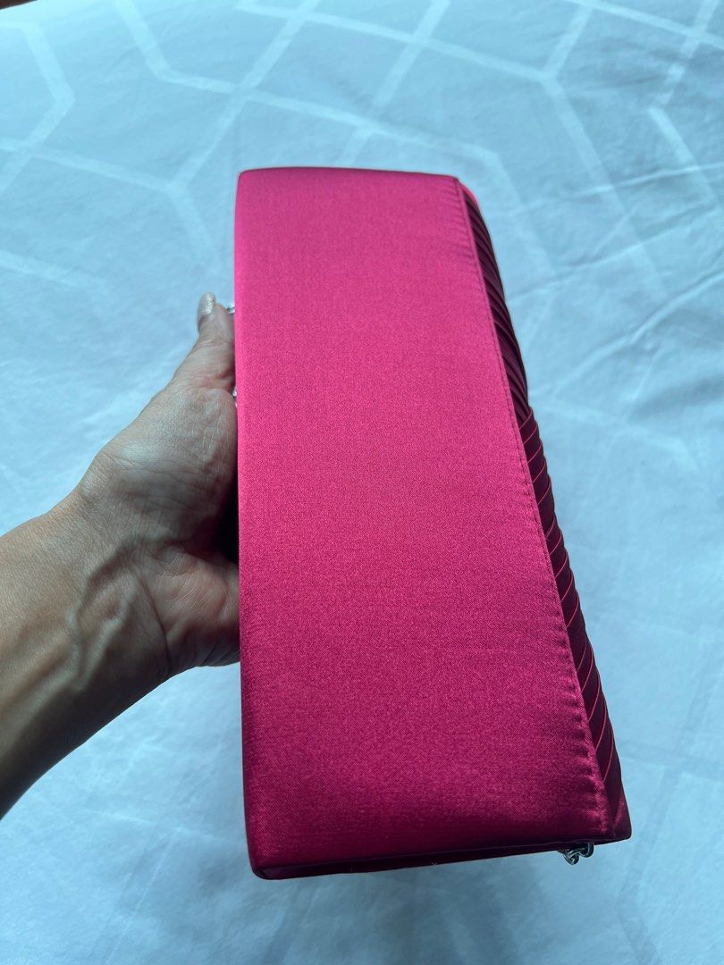 Beautiful Satin Fabric Clutch With Silver Chain Sling Women s Fashion beautiful-satin-fabric-clutch-with-silver-chain-sling-women-s-fashion