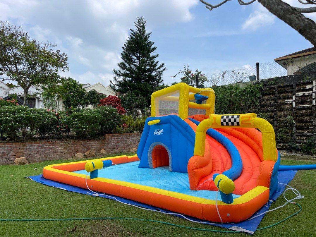 Big Car Race Slide Fun Party Kids Pool Water Slide Kolam Budak Murah Inflatable H20go Damansara ...