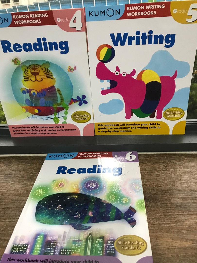 Brand New All 3 KUMON Reading 4&6 and Writing 5, Hobbies & Toys, Books ...
