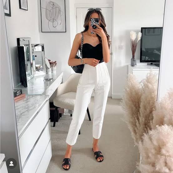 Brand new Zara white high waist trousers on Carousell