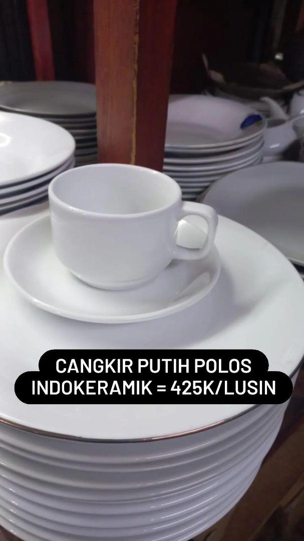 Cangkir Putih Polos Indokeramik, Kitchen & Appliances di Carousell