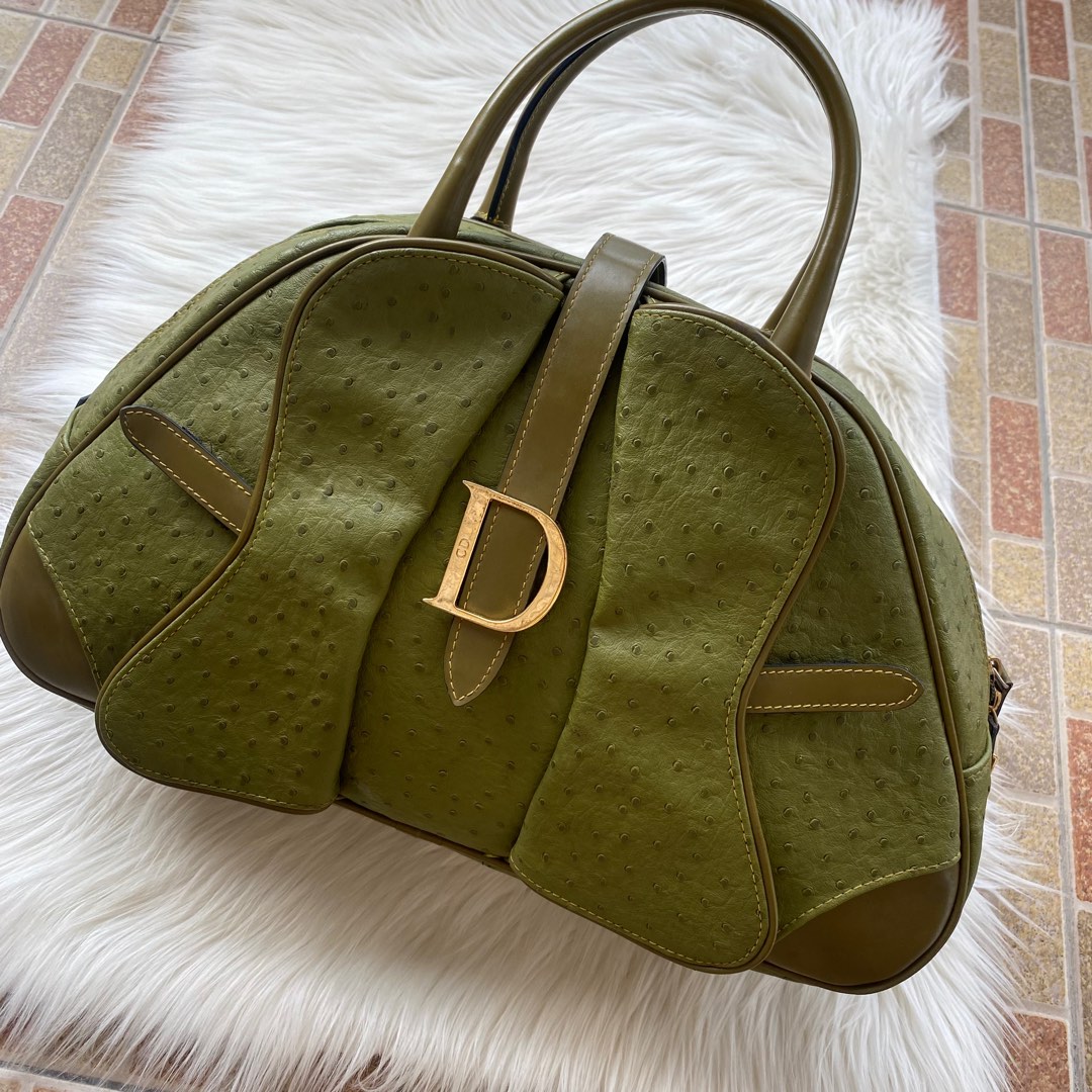 Christian DIOR saddle bowler ostrich, Barang Mewah, Tas & Dompet di ...