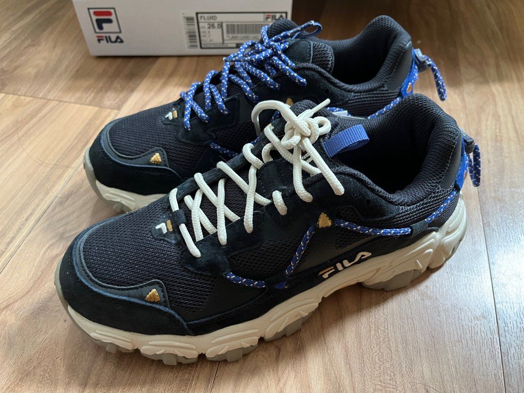 ‼️Fila Fluid Size 41 EUR (26 cm) (Black/Blue/Yellow) Brand new with tag ...