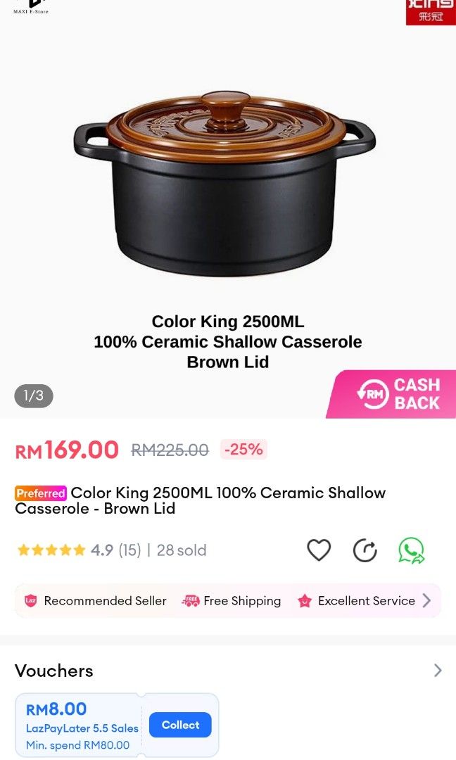 Color King Ceramic Casserole 2500ml, Furniture & Home Living ...