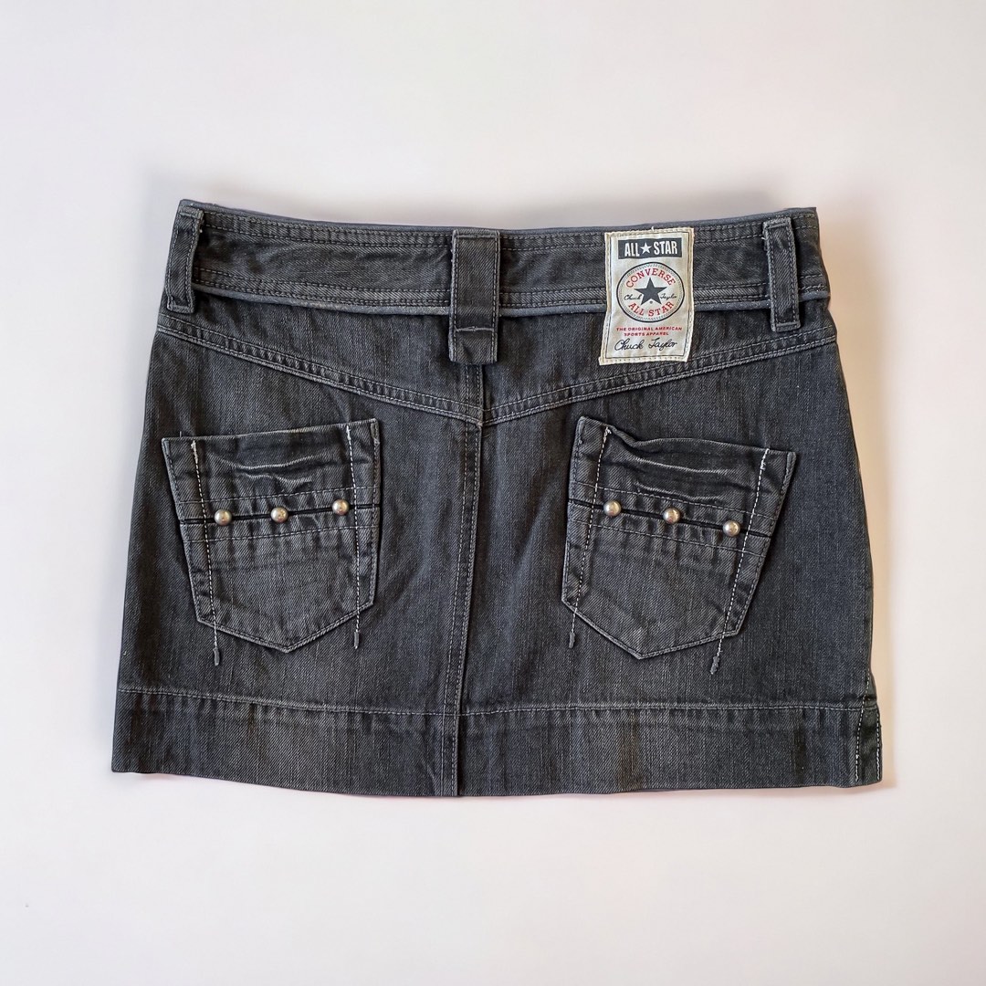 Converse all star chuck taylor gray mini micro denim skirt y2k, Women's ...