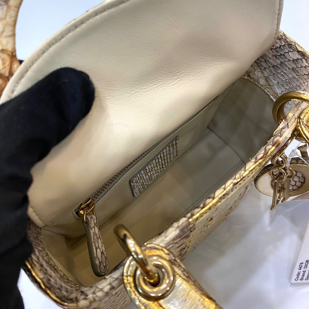 DIOR LADY DIOR MINI SNAKESKIN, Luxury, Bags & Wallets on Carousell