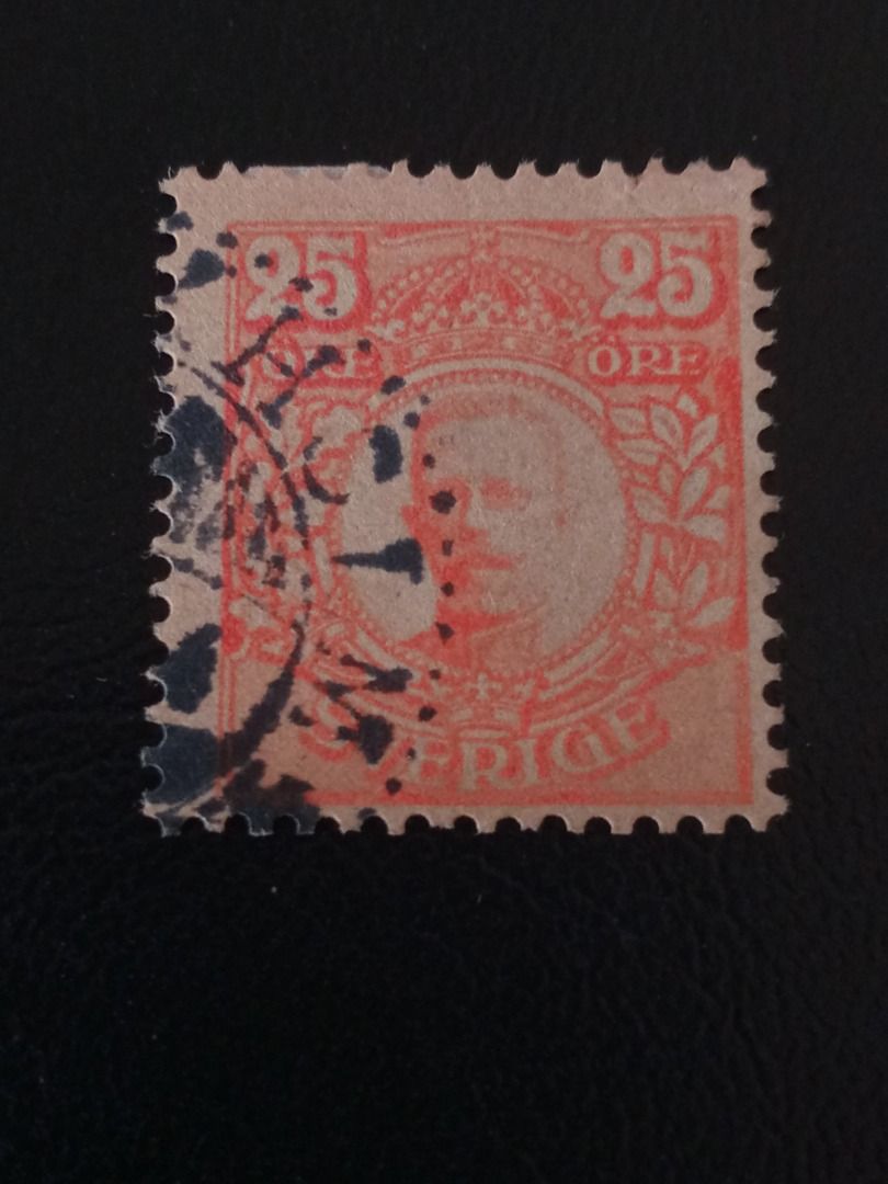 EXTREMELY RARE " VARNAMO" ISSUE.... BRIGHT ORANGE 25 ORE STAMP OF KING ...