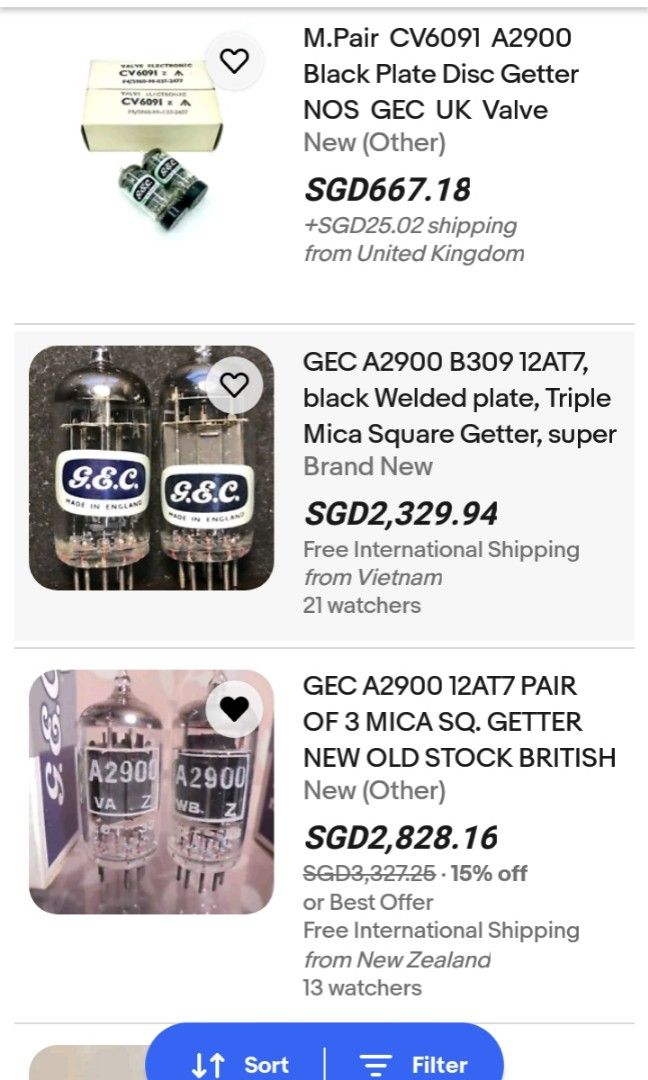 GEC A2900 (12AT7) 3MICA SQUARE GETTER LONG PLATE SINGLE TUBE NOS. HOLY GRAIL!, Audio, Other ...