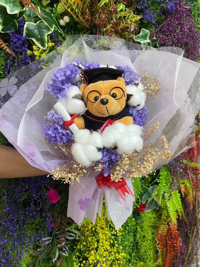 Graduation Bear Preserved Flower Bouquet, Hobbies & Toys, Stationery ...